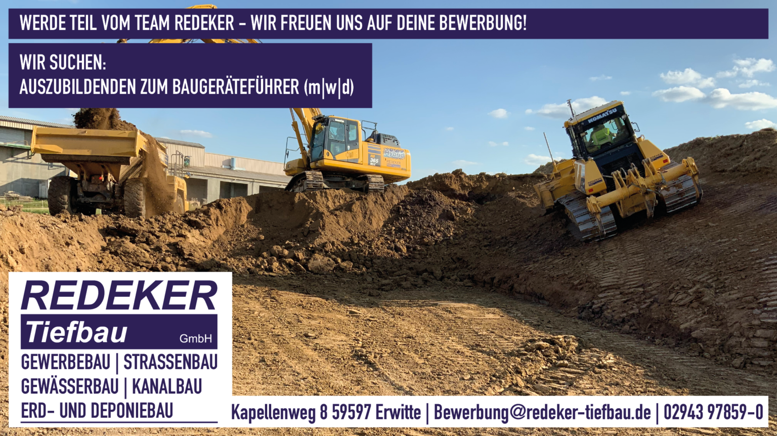 Ausbildung zum Baugeräteführer (m/w/d) - Redeker Tiefbau GmbH